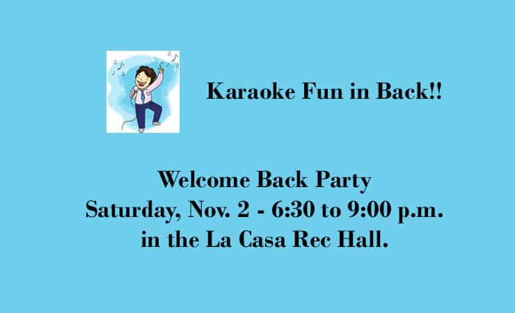 Karaoke is Back – Nov. 2, 2019