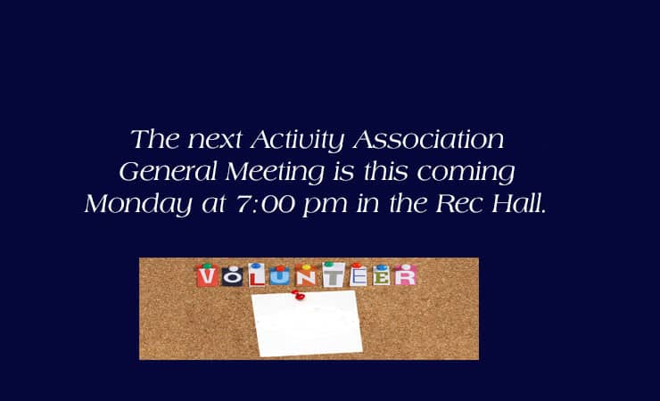 Activity Associaton Monday Night Meeting