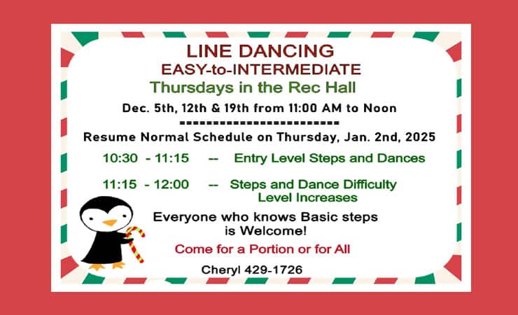 December Line Dance Schedule